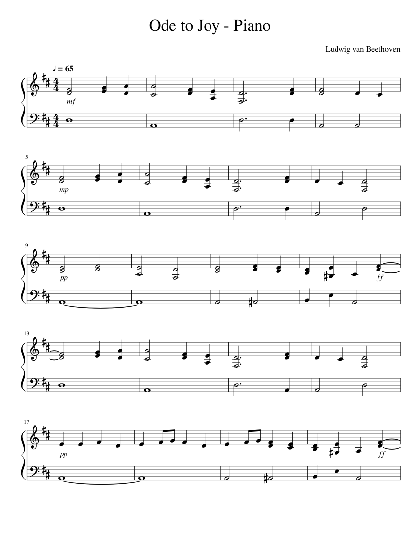 Ode to Joy - Piano Sheet music for Piano (Solo) Easy | Musescore.com