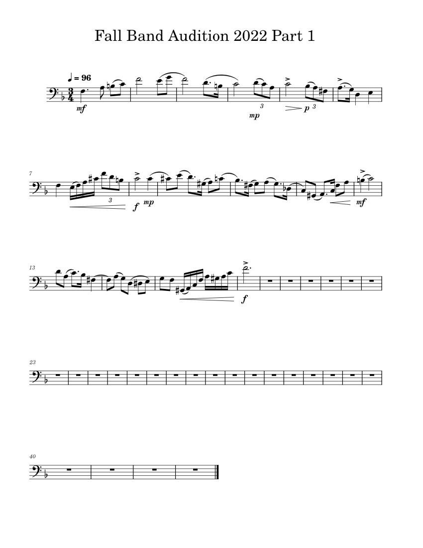 Fall Band Audition 2022 Sheet music for Trombone (Solo) | Musescore.com