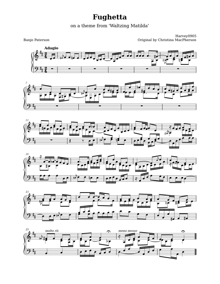 Waltzing Matilda – Misc tunes (Fughetta) Sheet music for Piano (Solo ...