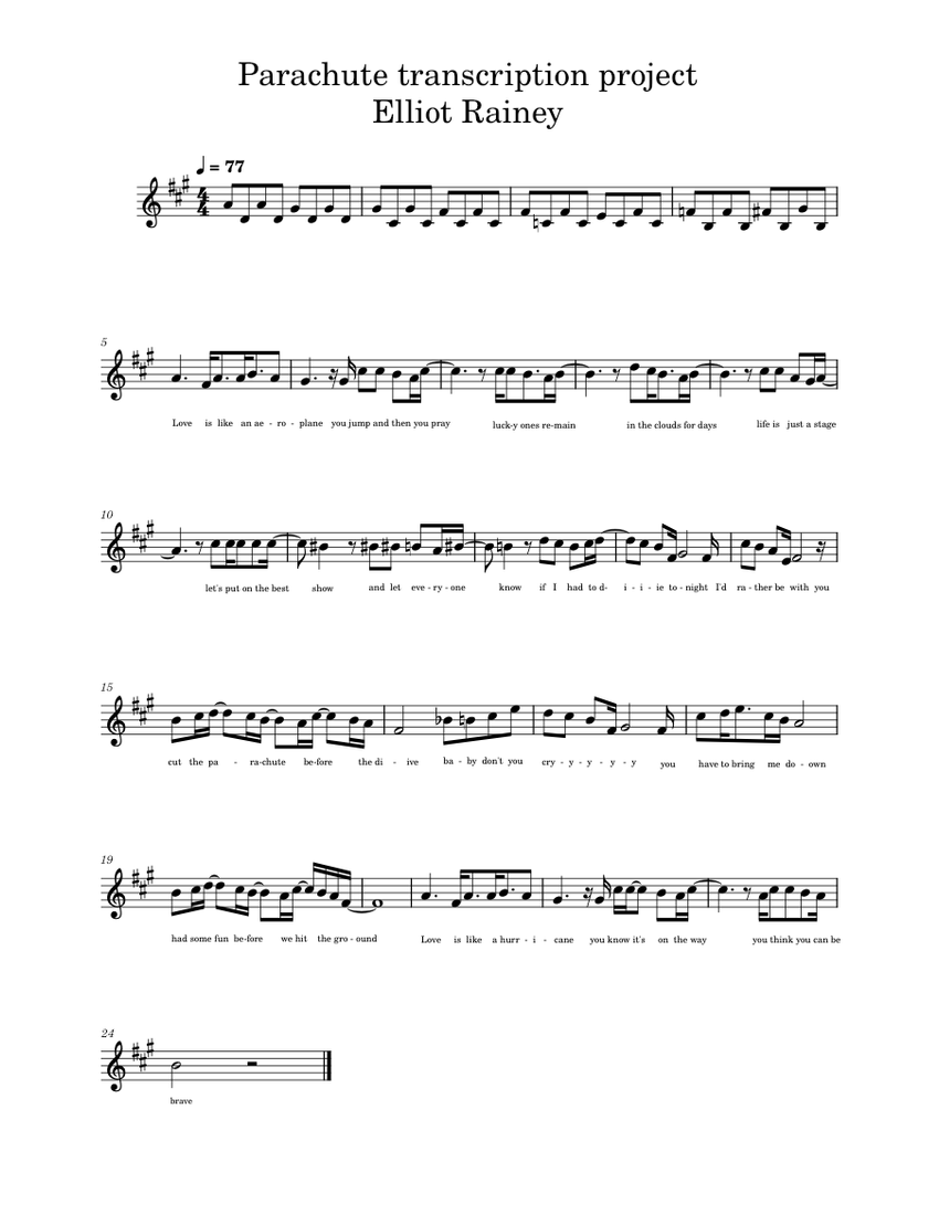 Parachute – Sean Lennon Sheet music for Piano (Choral) Easy | Musescore.com