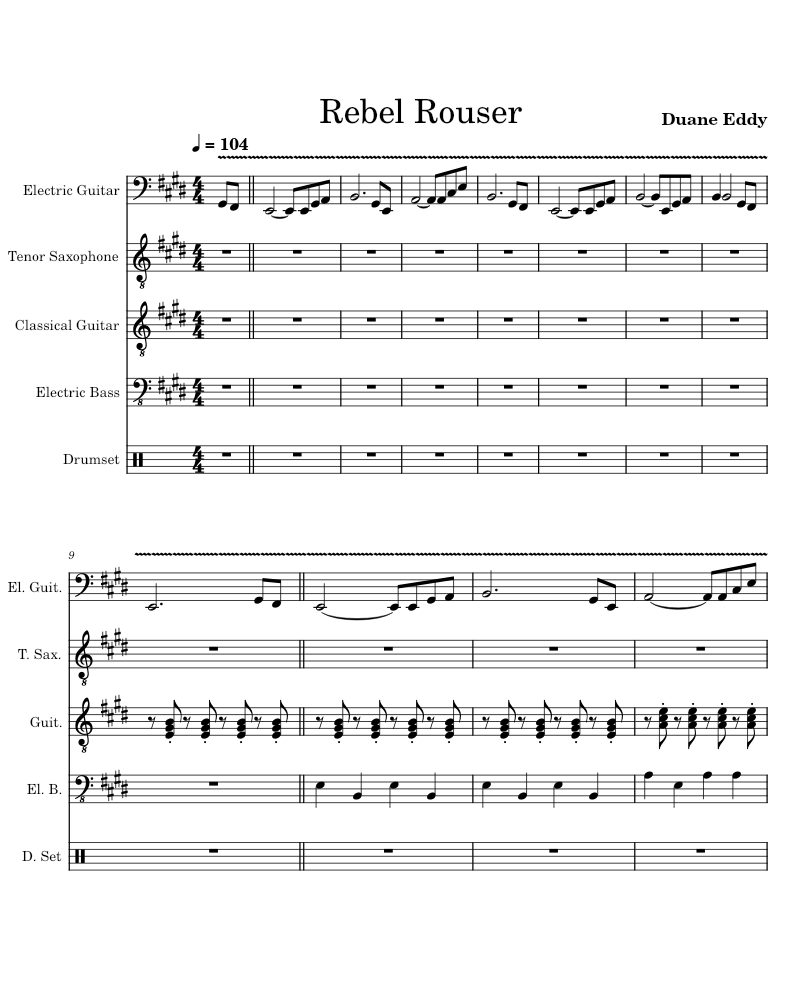 Rebel rouser – Duane Eddy Rebel Rouser Sheet music for Saxophone tenor ...