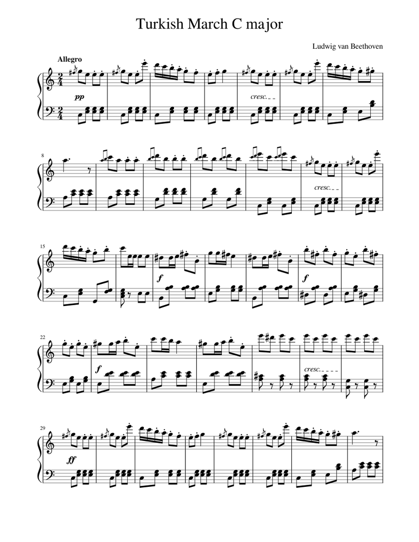 Turkish March Sheet Music for Piano (Solo) | MuseScore.com