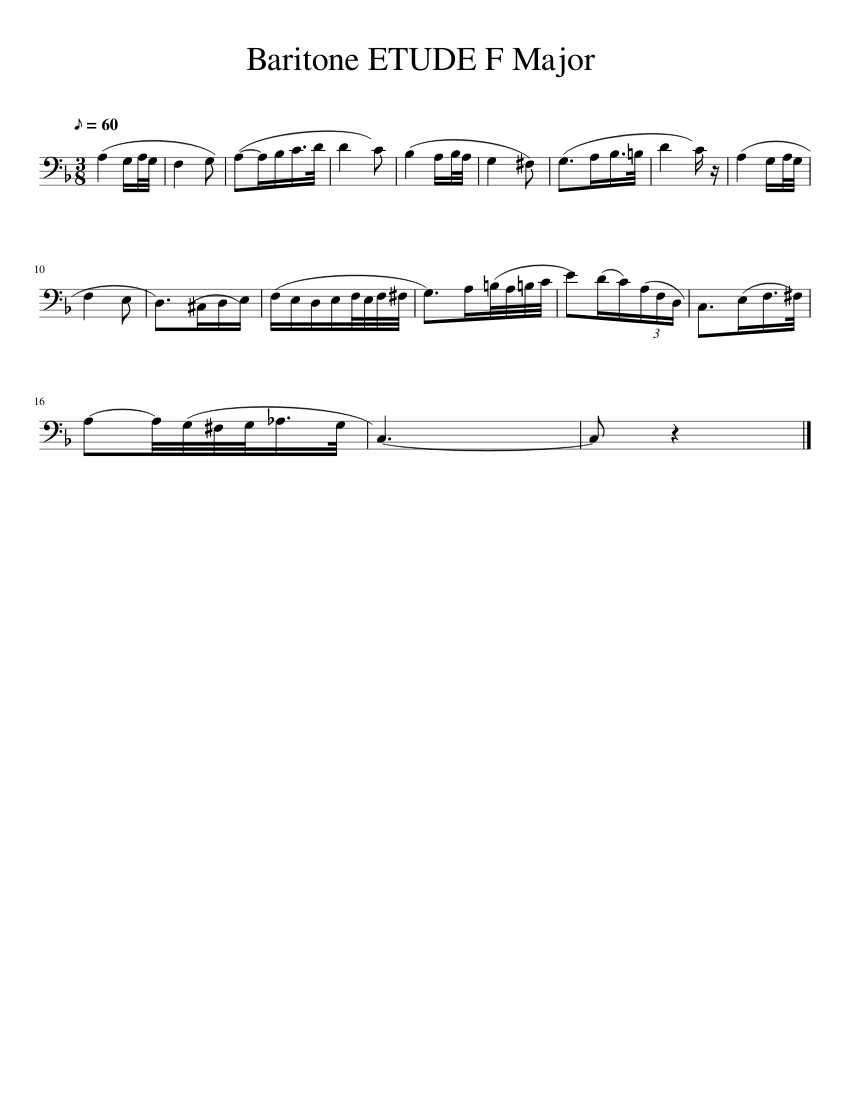 Baritone ETUDE F Major Sheet music for Piano (Solo) | Musescore.com