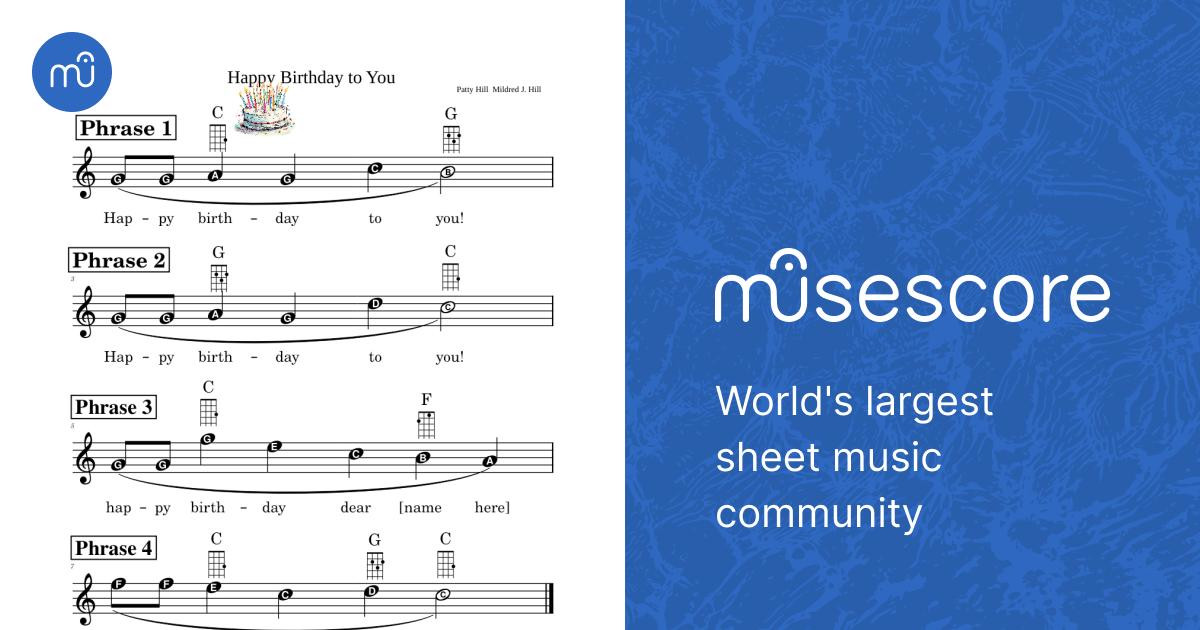 Happy_Birthday_To_You_Melody C - Note Names Sheet music for Piano (Solo) Easy | Musescore.com