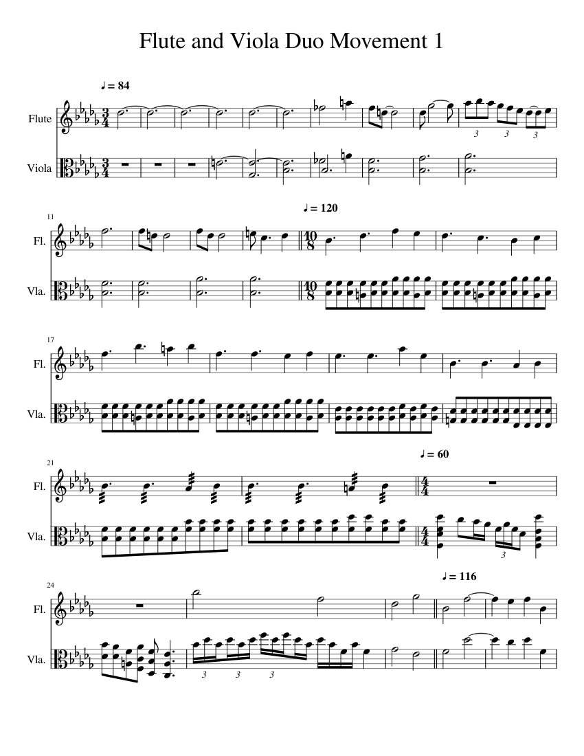 Flute and Viola Duo Movement 1 Sheet music for Flute, Viola (Mixed Duet ...