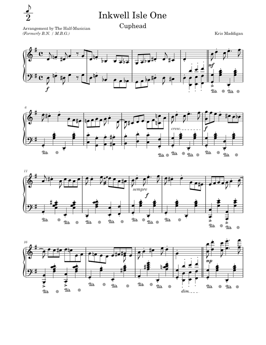 Inkwell Isle One (Cuphead) Sheet music for Piano (Solo) | Musescore.com