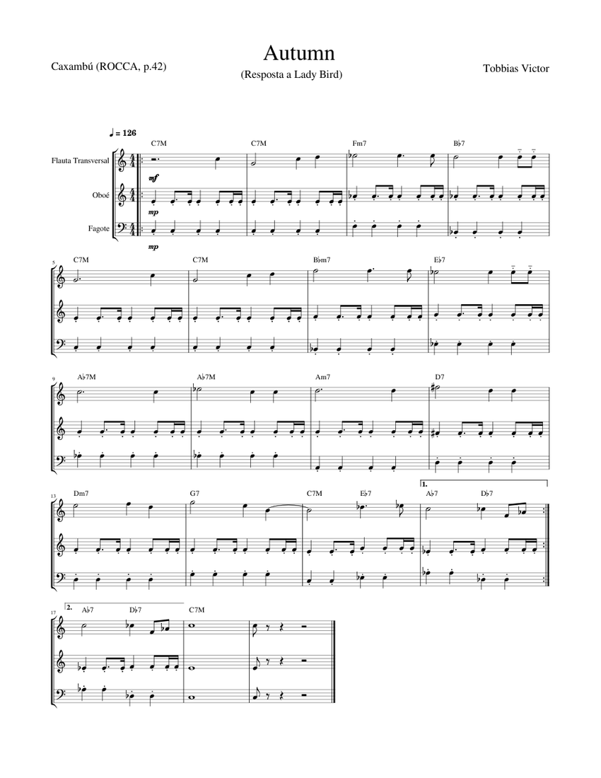 Autumn Sheet music for Flute, Oboe, Bassoon (Mixed Trio) | Musescore.com