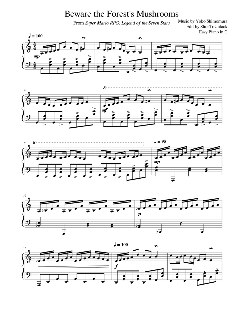 Beware the Forest's Mushrooms (Forest Maze) Sheet Music for Piano (Solo ...