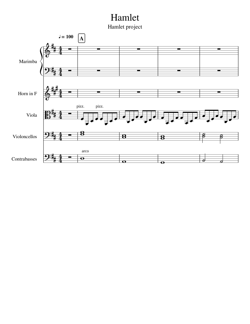 Hamlet Sheet music for French horn, Viola, Marimba, Strings group ...