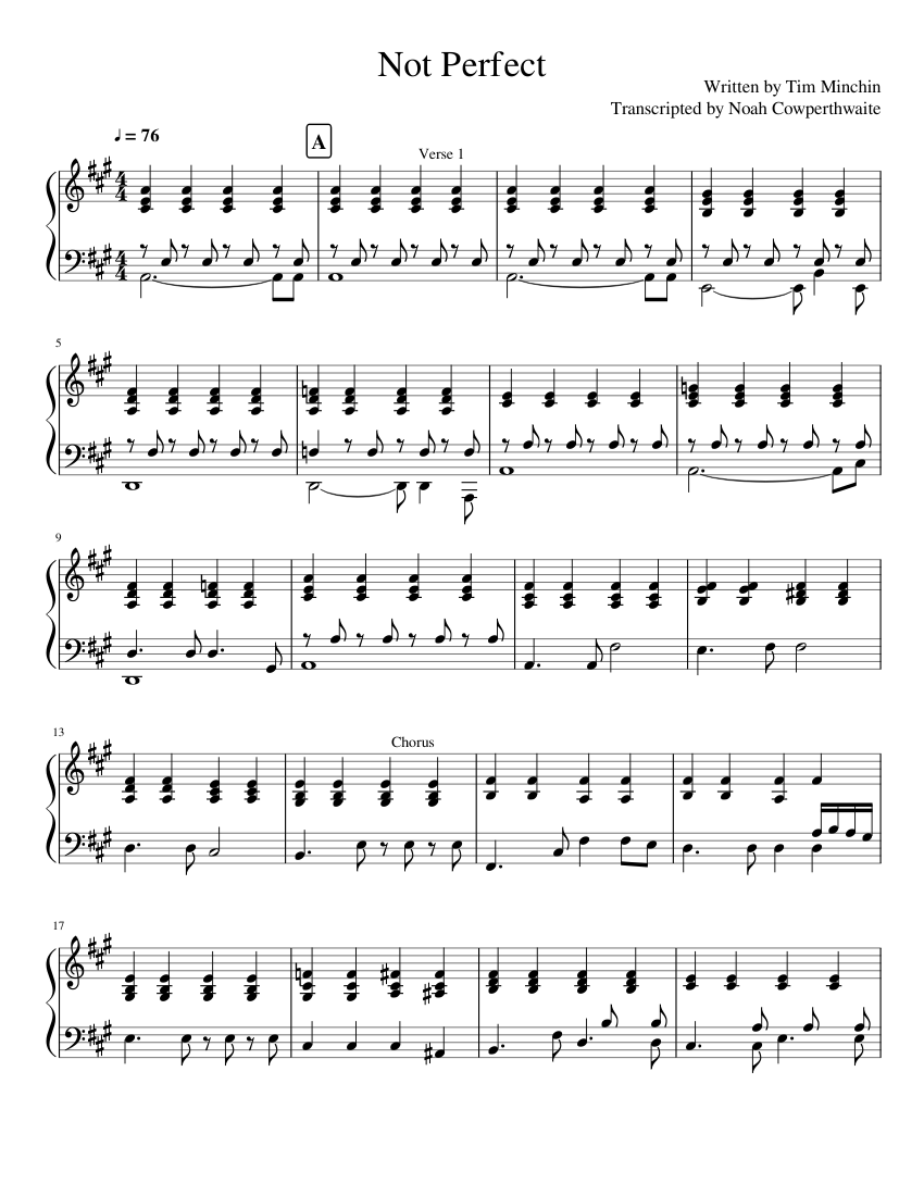 Not Perfect Sheet Music for Piano (Solo) | MuseScore.com