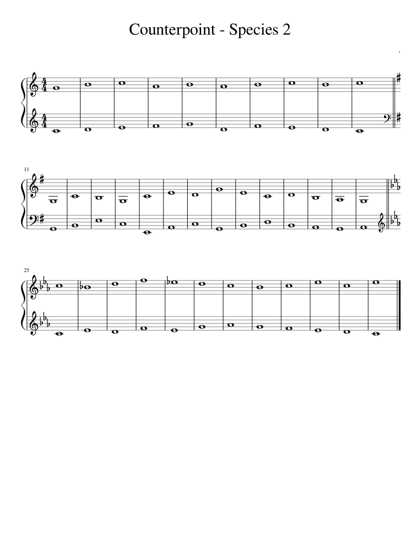 Counterpoint - Species 2 Sheet music for Piano (Solo) | Musescore.com