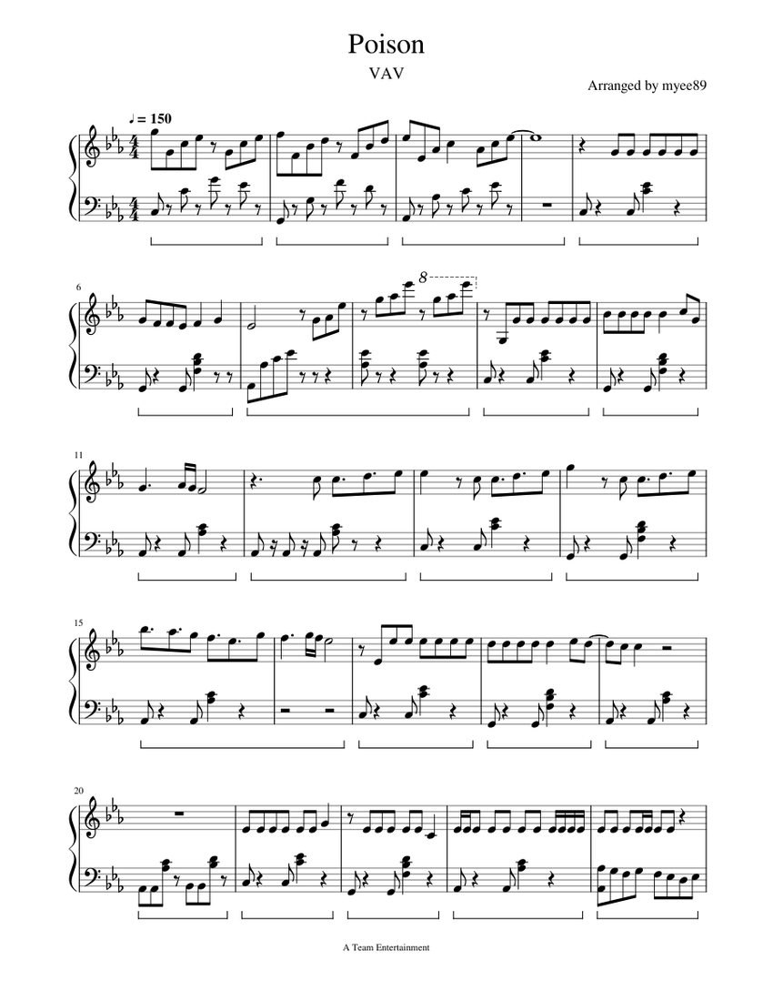 VAV (브이에이브이) - Poison Sheet music for Piano (Solo) | Musescore.com