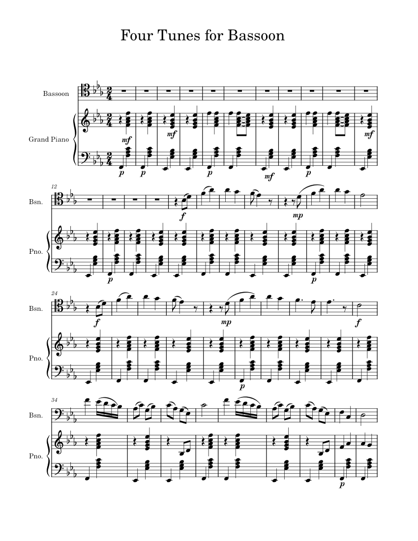 Four Tunes for Bassoon Sheet music for Piano, Bassoon (Solo ...