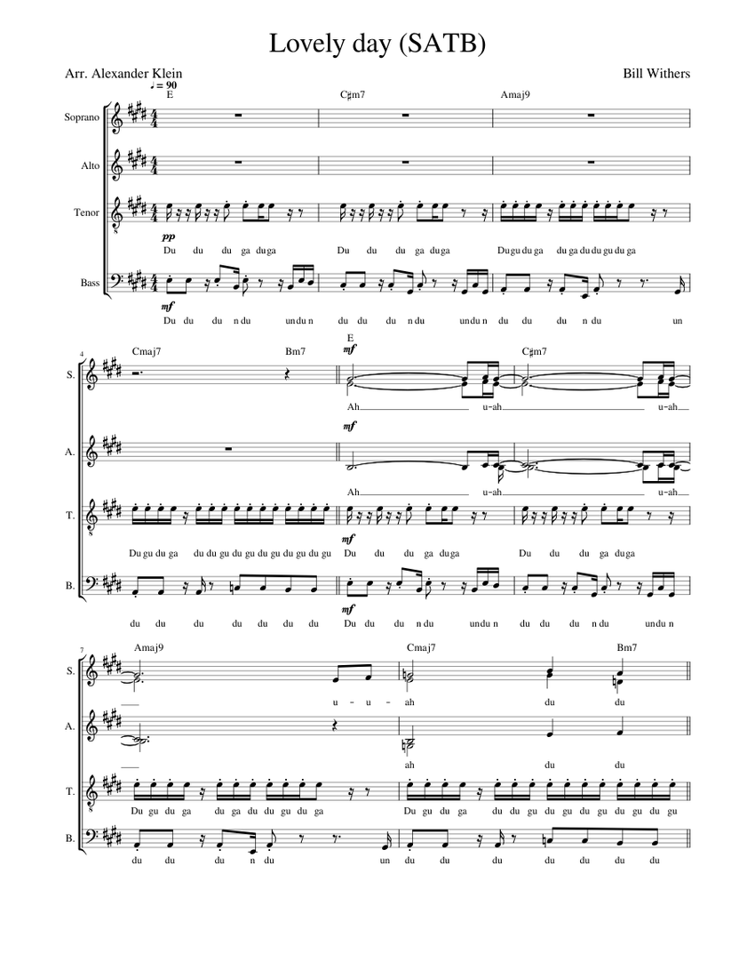Lovely day by Bill Withers (SATB) Sheet Music with Chords for Soprano ...
