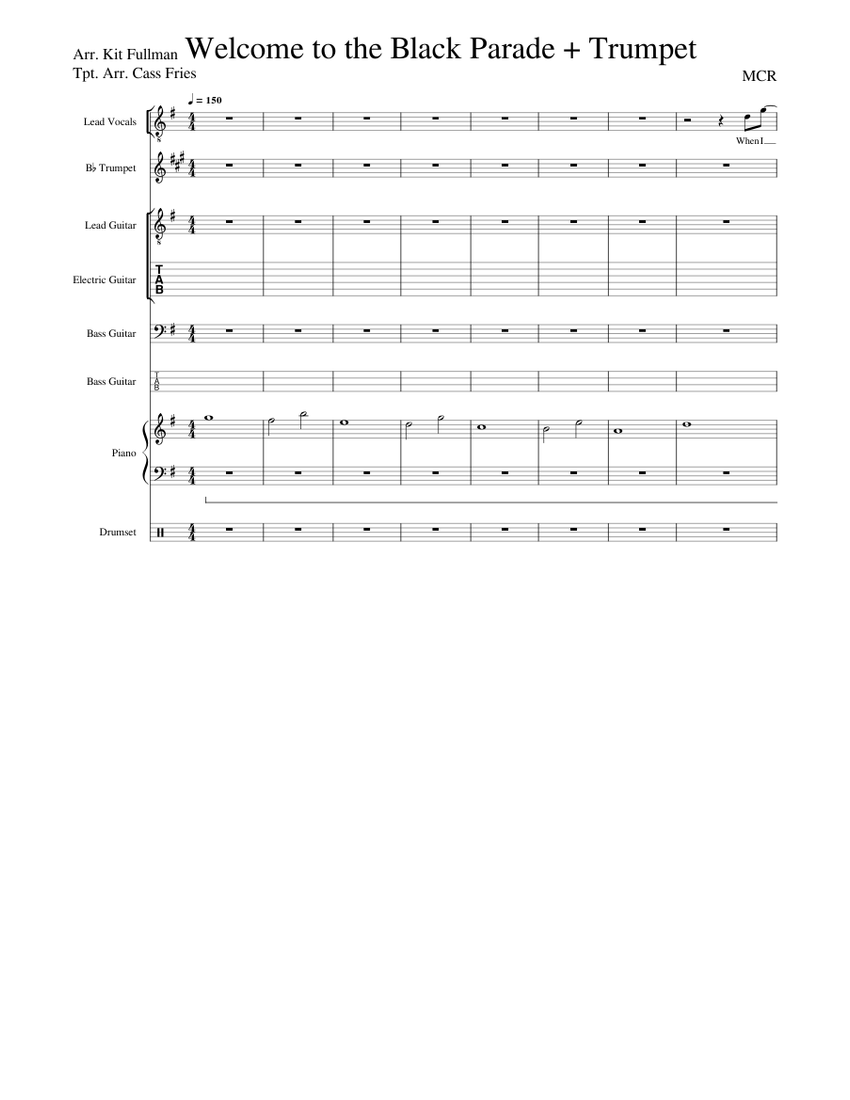 WIP - Welcome to the Black Parade + Trumpet Sheet Music and Tab for ...