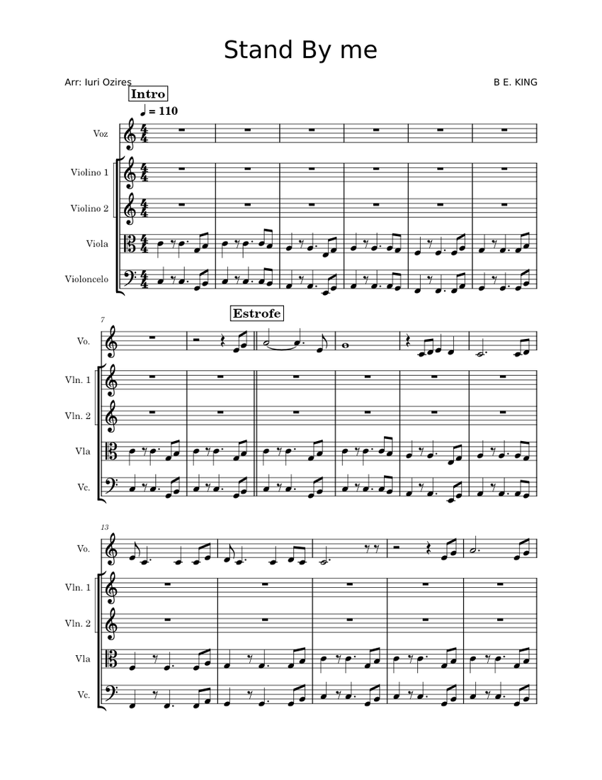 Stand by me – Ben E. King Stand By me Sheet music for Vocals, Violin ...