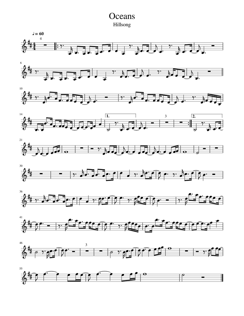 Oceans Sheet music for Violin (Solo) | Musescore.com