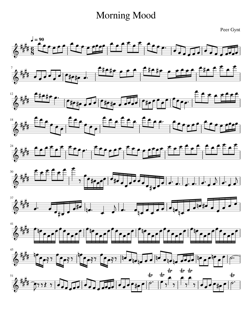 Morning mood – Peer Gynt Sheet Music for Violin (Solo) | MuseScore.com