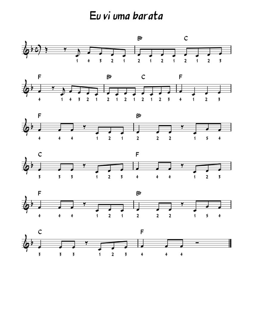 Eu_vi_uma_barata Sheet music for Piano (Solo) | Musescore.com