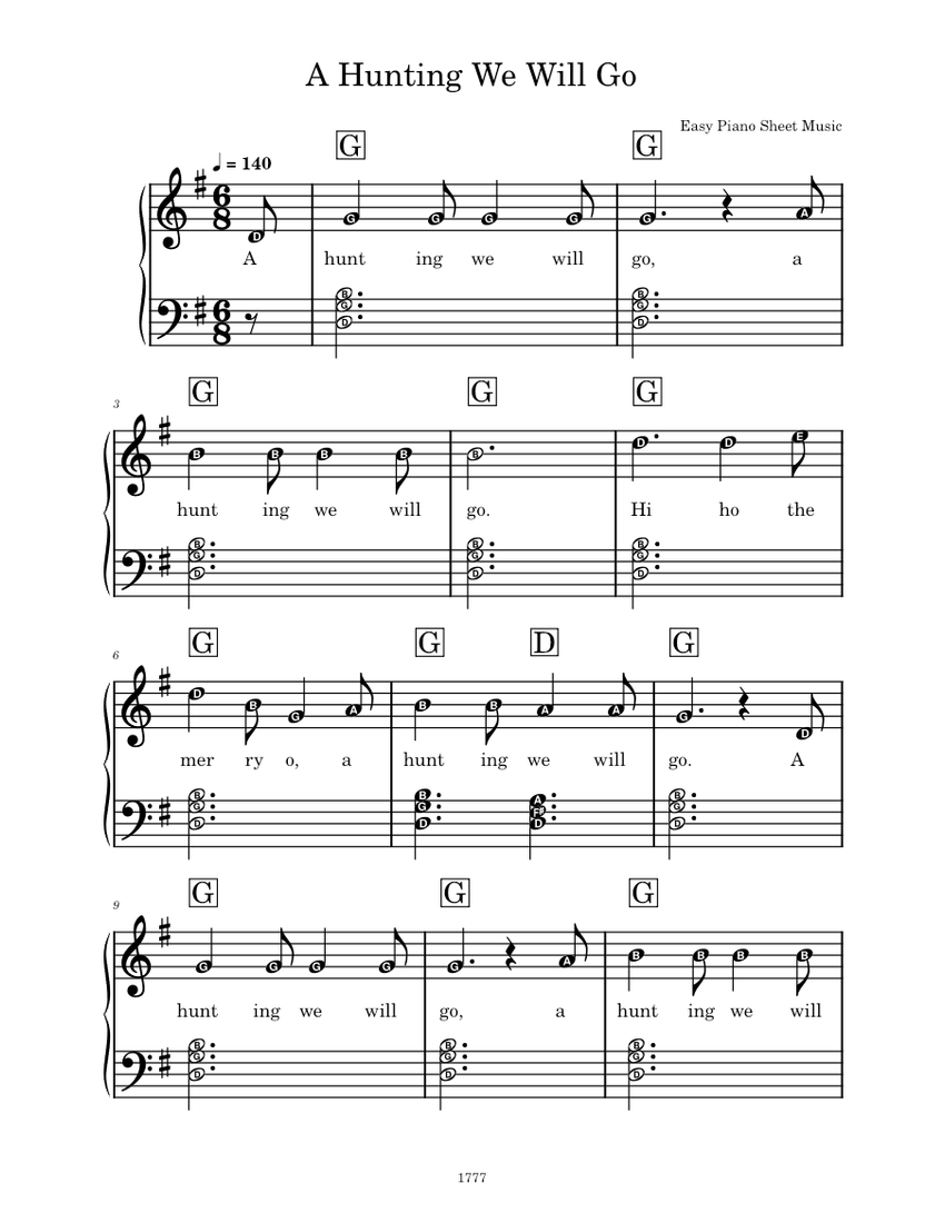 A Hunting We Will Go – Misc tunes Sheet music for Piano (Solo) Easy ...