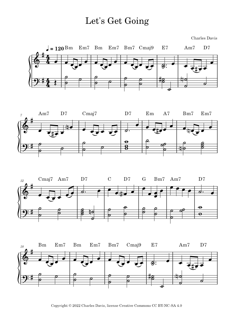 Let's Get Going Sheet Music with Chords for Piano (Solo) easy ...