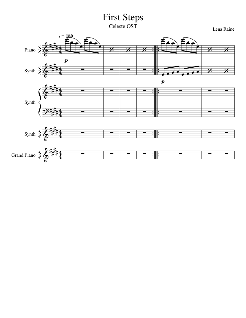 First Steps (Pointless Machines) - Celeste Sheet music for Piano ...