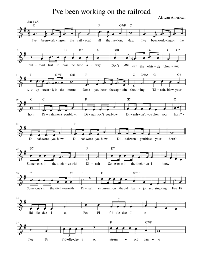 I've been working on the railroad C Sheet Music for Piano (Solo) easy ...