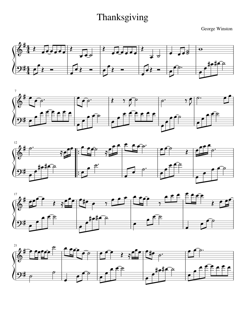 Thanksgiving Sheet music for Piano (Solo) Easy | Musescore.com
