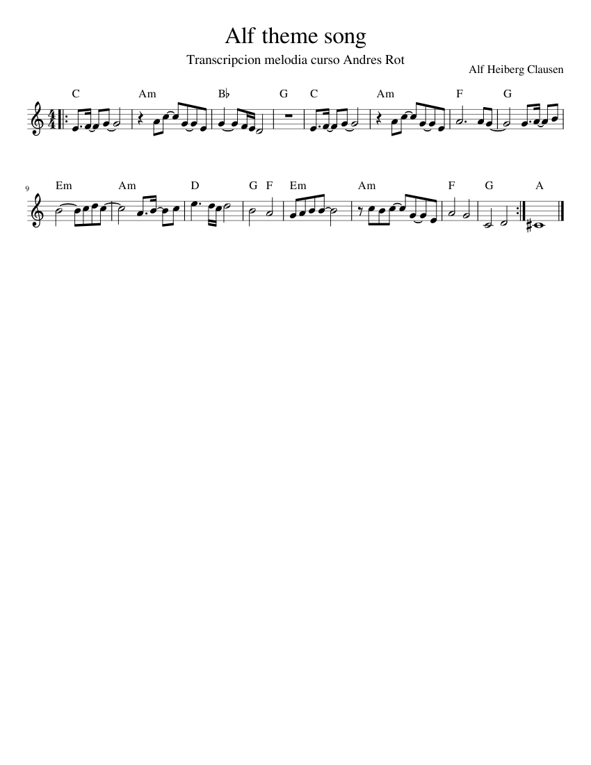 Alf theme song Sheet music for Piano (Solo) Easy | Musescore.com