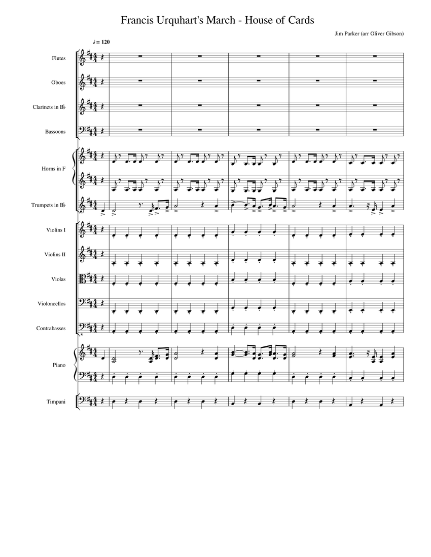 Francis Urquhart's March | Small Orchestra Sheet Music for Piano, Flute, Oboe, Clarinet in b ...