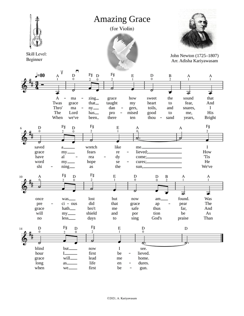 Amazing Grace for Violin Sheet music for Violin (Solo) | Musescore.com