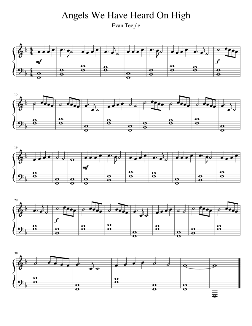 Angels We Have Heard On High Sheet music for Piano (Solo) Easy ...