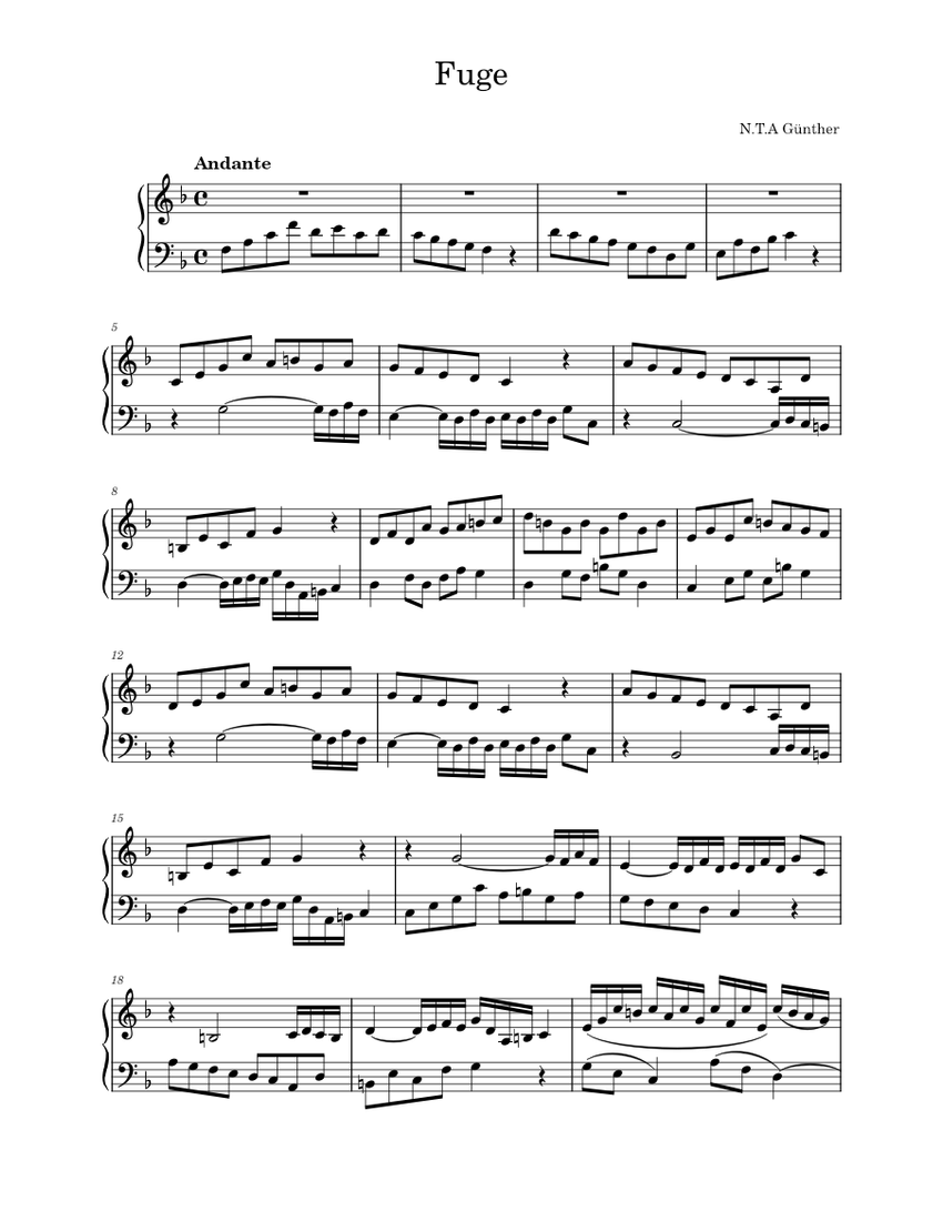 Fuge Sheet music for Piano (Solo) | Musescore.com