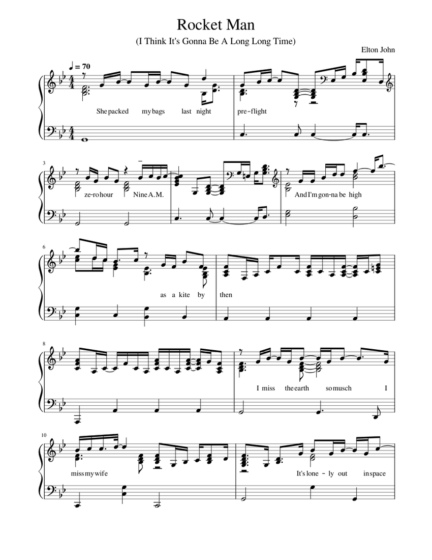 Rocket Man – Elton John Sheet music for Piano (Solo) | Musescore.com