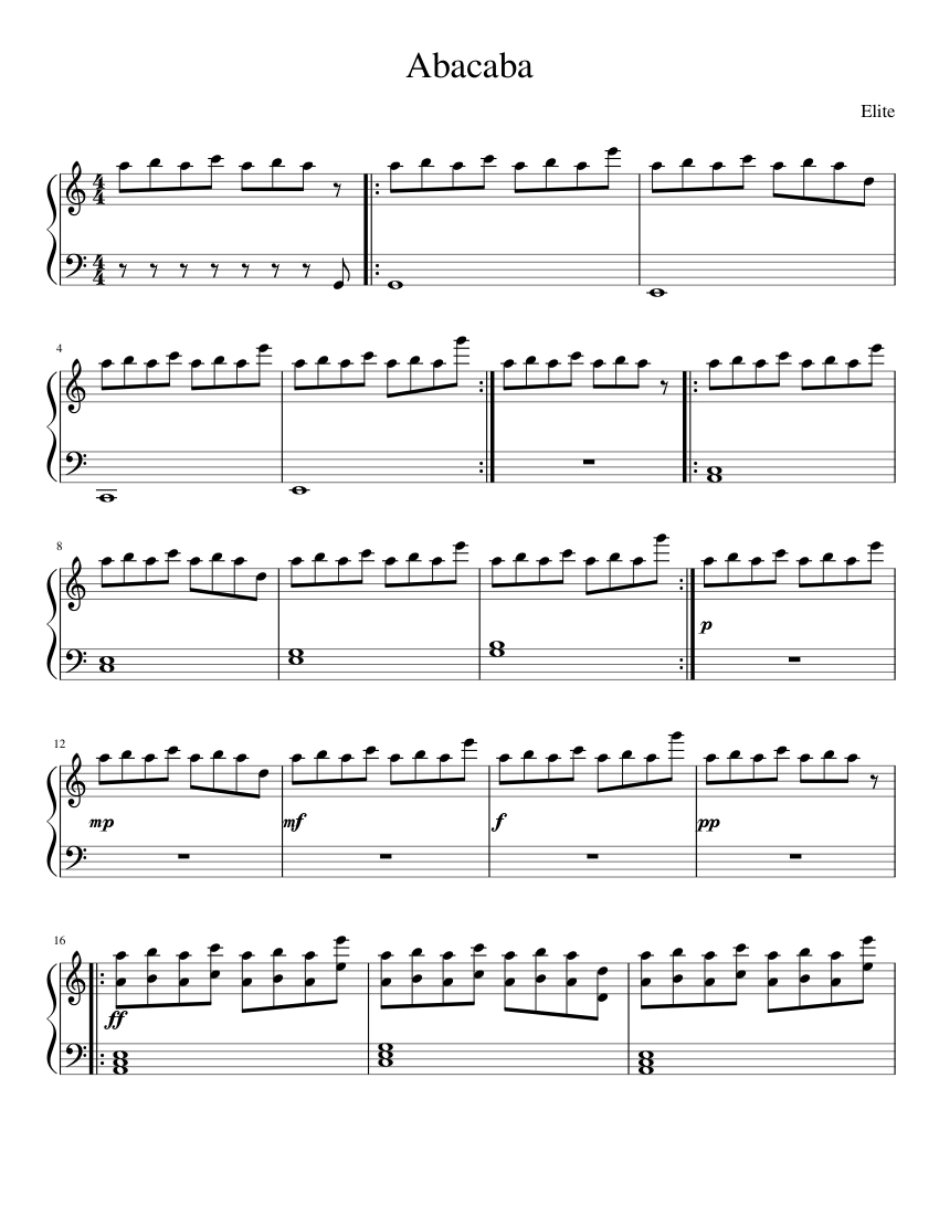 Abacaba Sheet music for Piano (Solo) | Musescore.com