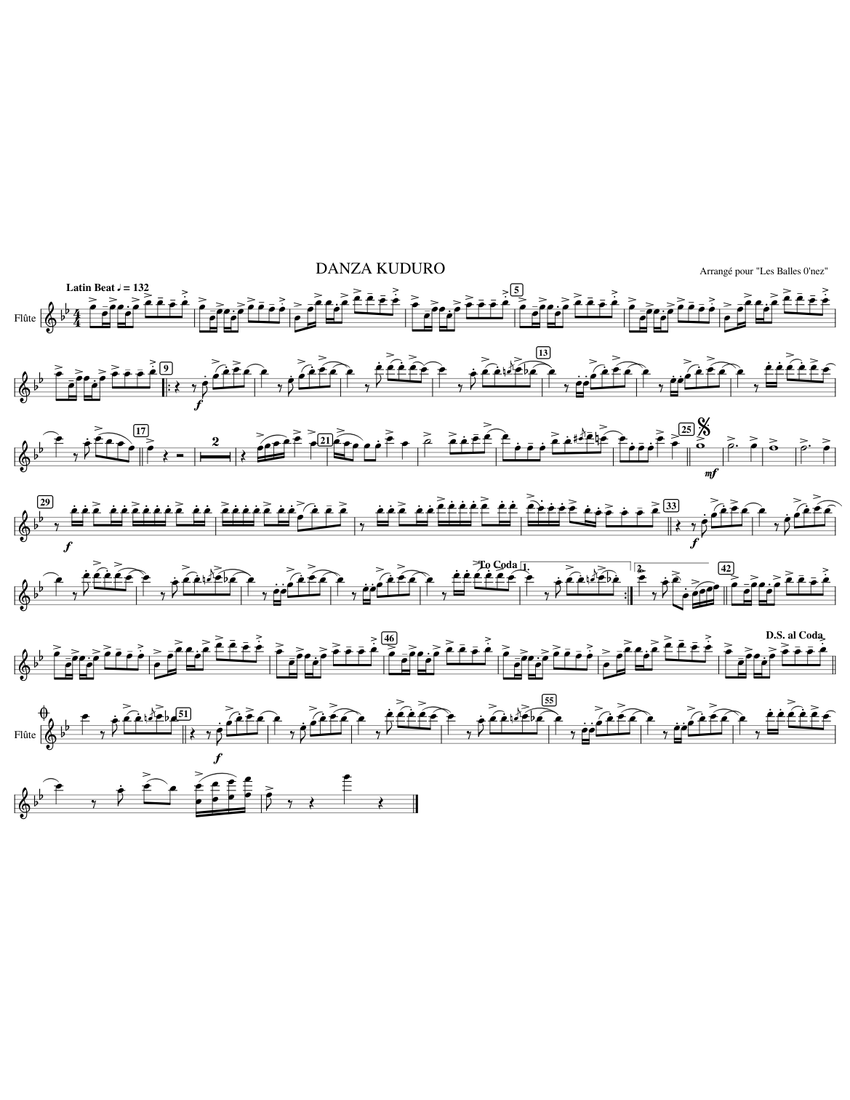 DANZA KUDURO Sheet Music for Flute (Solo) | MuseScore.com