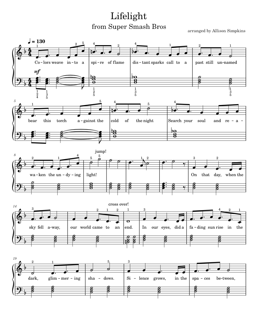 Lifelight – Super Smash Bros Ultimate Sheet music for Piano (Solo ...