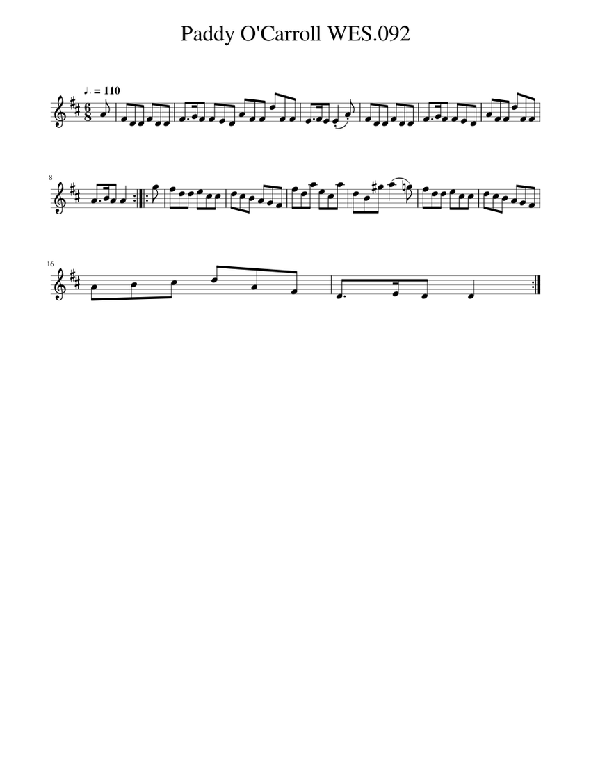 Paddy O'Carroll WES.092 Sheet music for Piano (Solo) Easy | Musescore.com