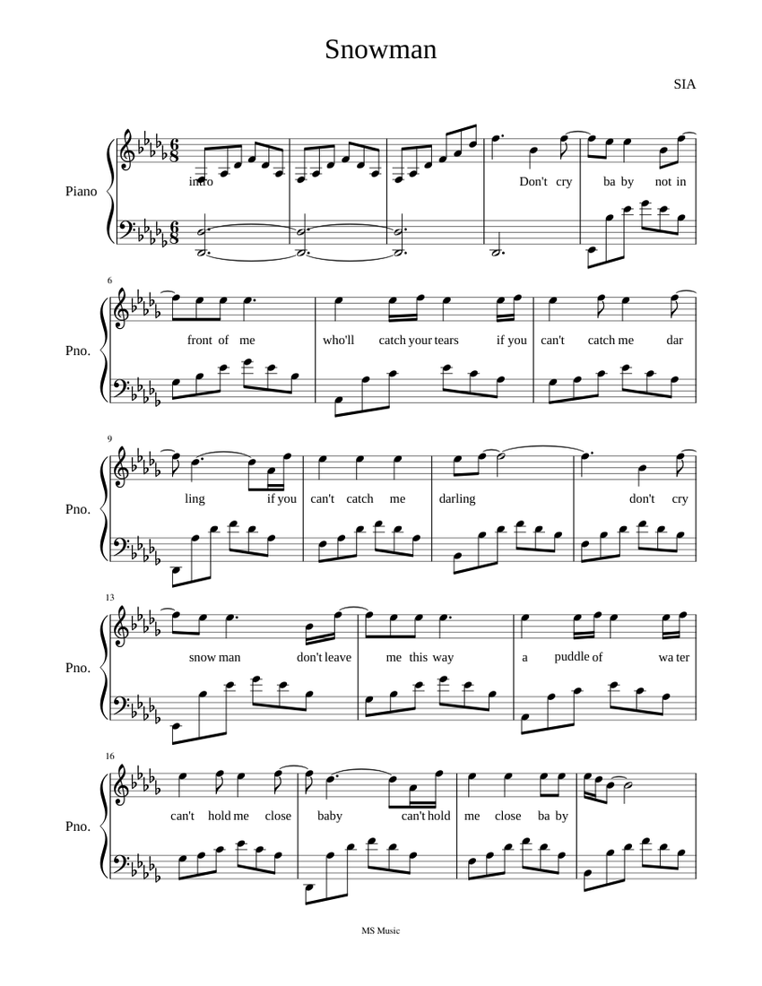 Snowman – Sia Snowman - piano tutorial