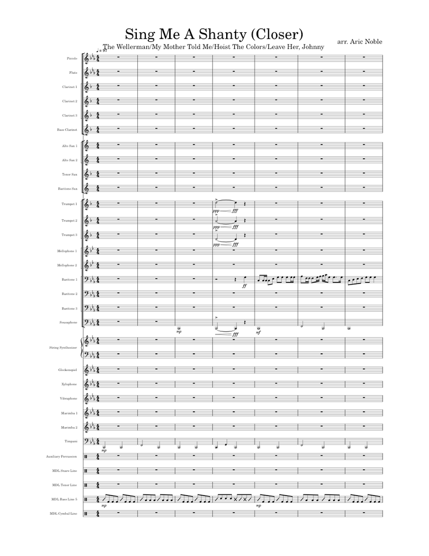 Sing Me A Shanty (Closer) Sheet music for Mellophone, Flute piccolo ...