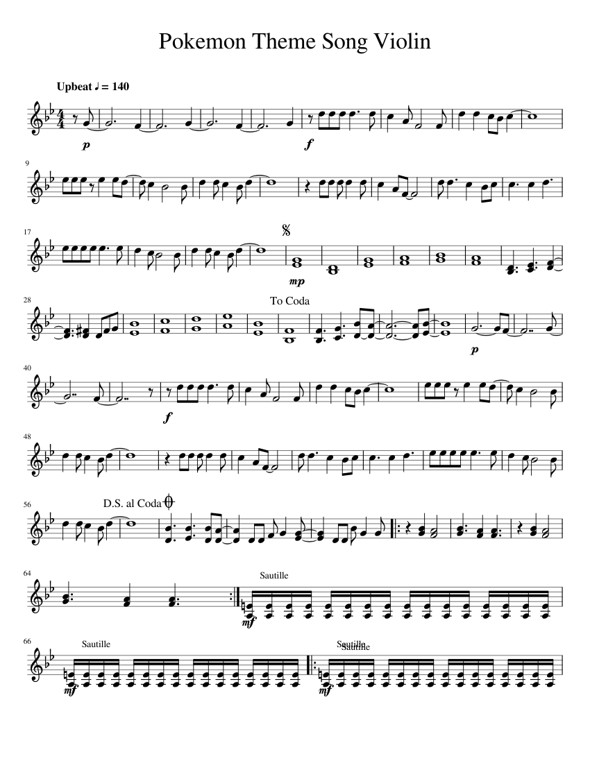 Pokemon Theme Song Violin Sheet music for Piano (Solo) | Musescore.com