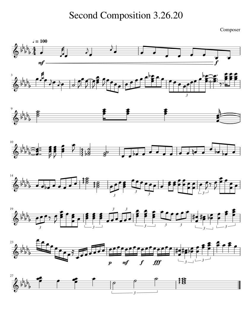 Second Composition 3.26.20 Sheet music for Piano (Solo) | Musescore.com