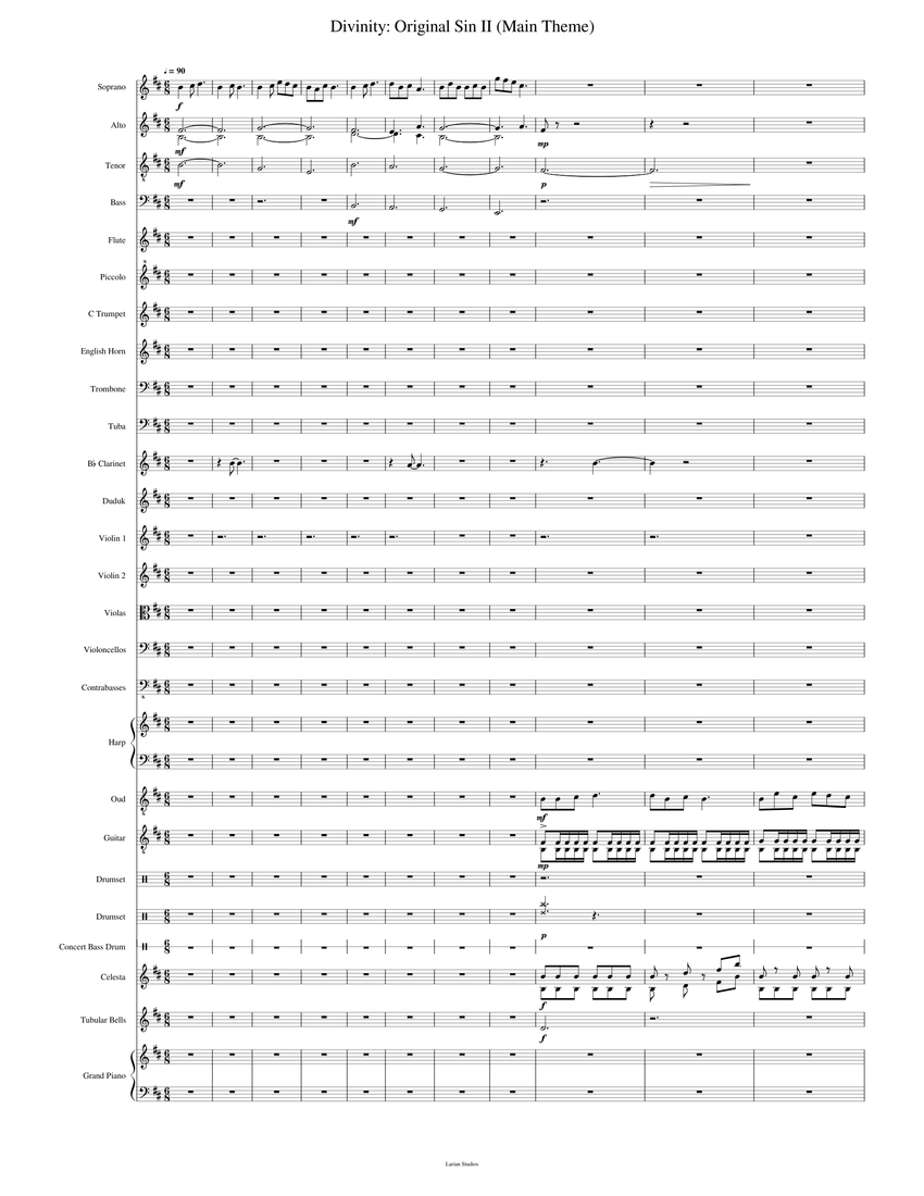 Divinity: Original Sin II (Main Theme) Sheet Music for Piano, Trombone ...