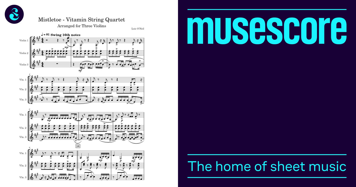 Mistletoe – Vitamin String Quartet - Violin Trio Sheet Music for Violin ...