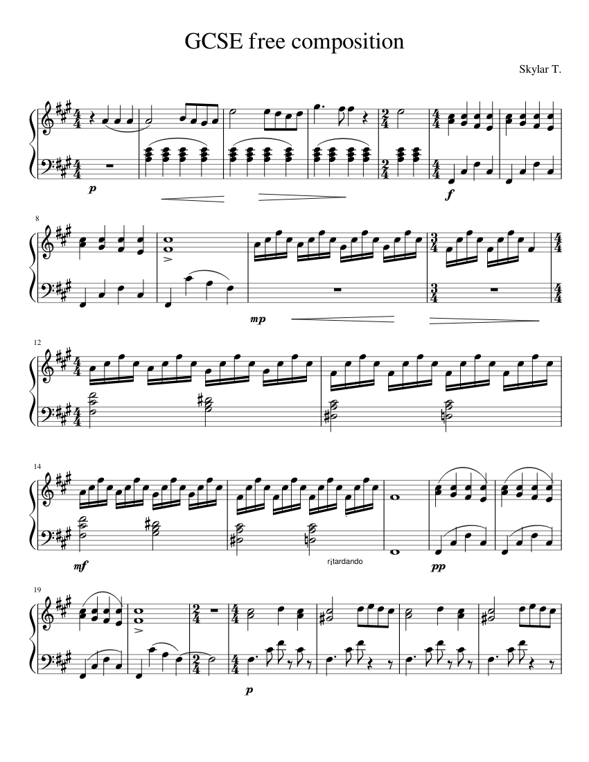 GCSE free composition Sheet music for Piano (Solo) | Musescore.com