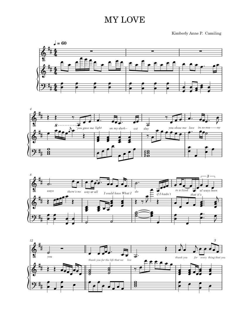 MY_LOVE Sheet music for Piano, Vocals (Piano-Voice) | Musescore.com