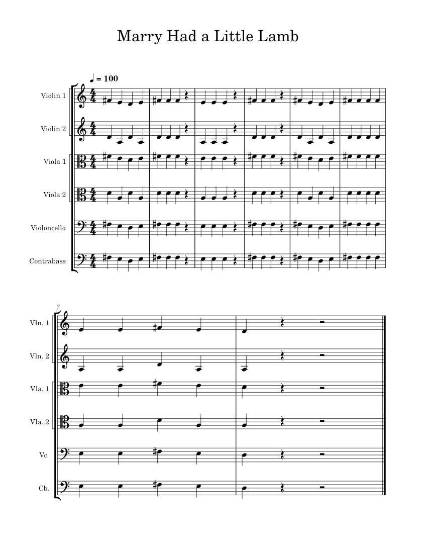 Mary had a little lamb – Misc Traditional Marry Had a Little Lamb Sheet ...