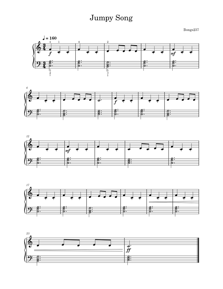 Jumpy Song Sheet music for Piano (Solo) Easy | Musescore.com