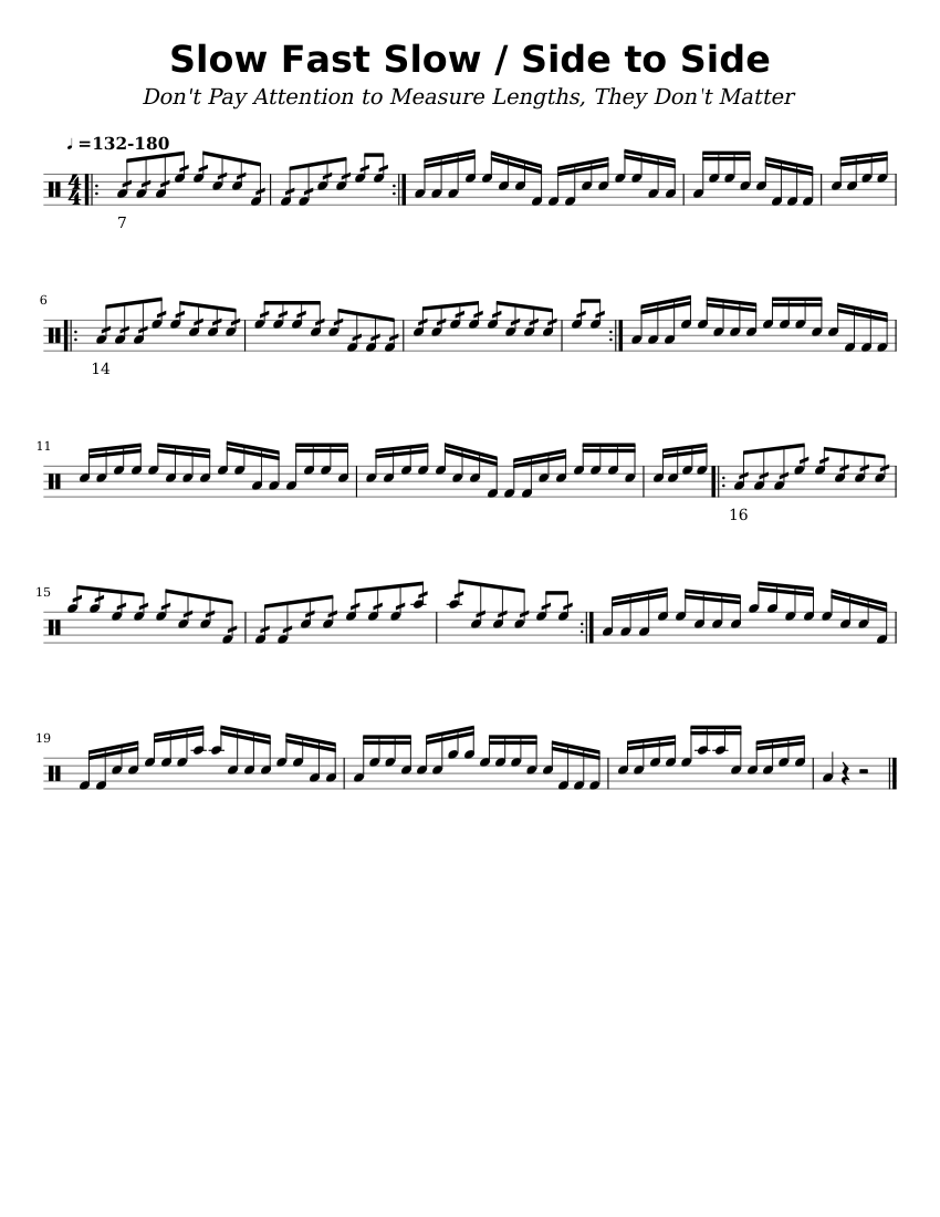 Slow Fast Slow Sheet music for Tenor drum (Solo) | Musescore.com