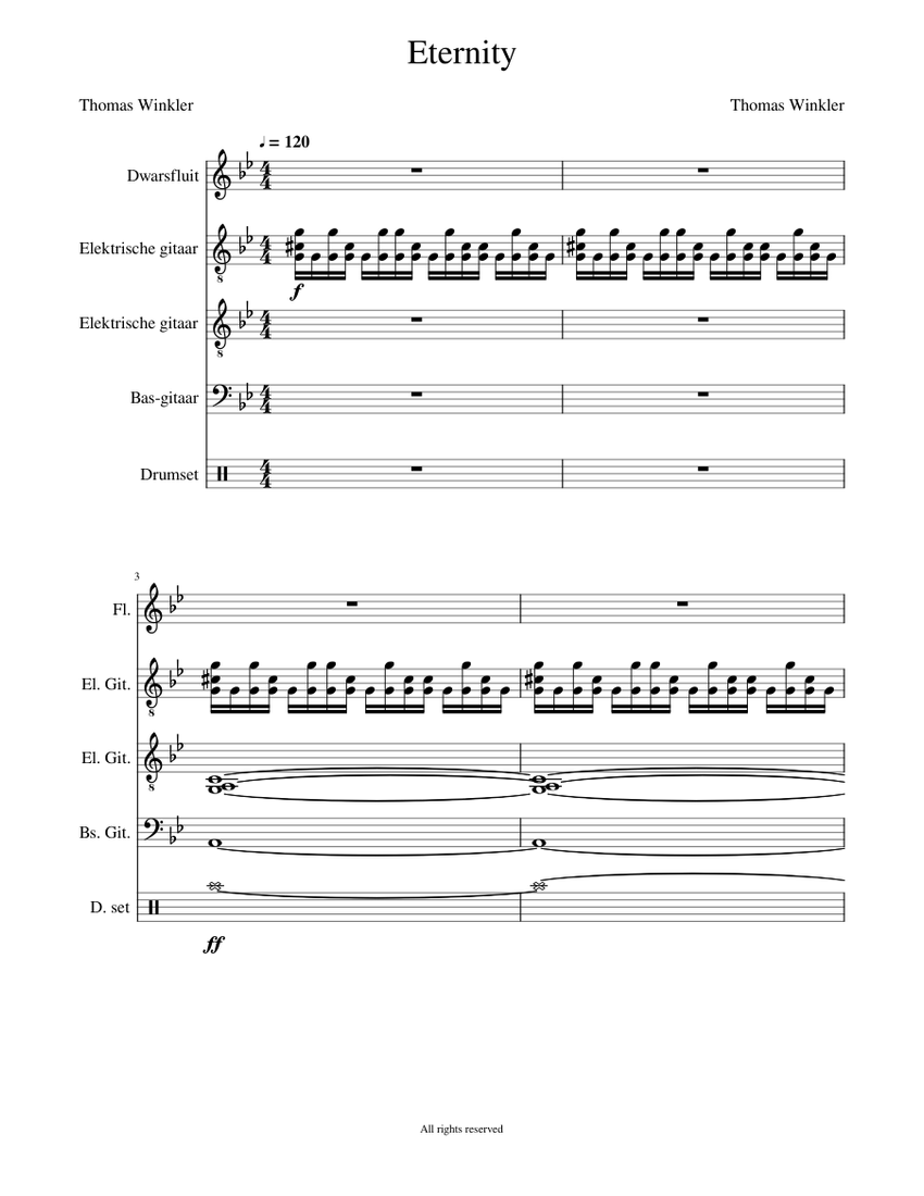 2 Eternity Sheet music for Flute, Guitar, Bass guitar, Drum group ...